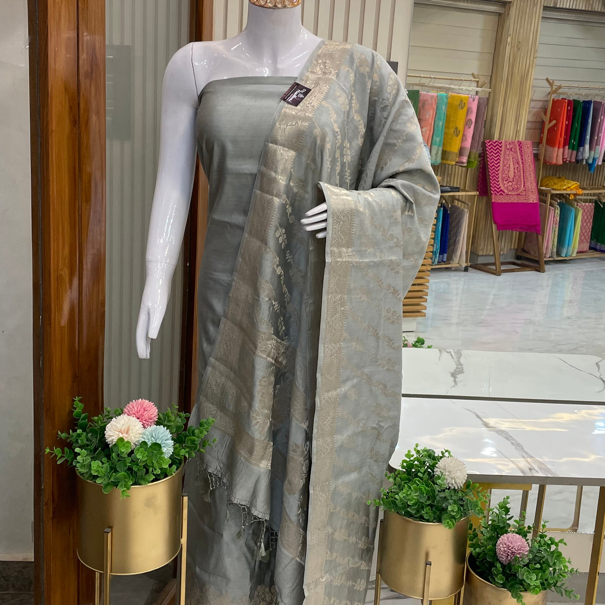 Pure Chiniya Silk Handlooms Banarasi Dress material — The Handlooms