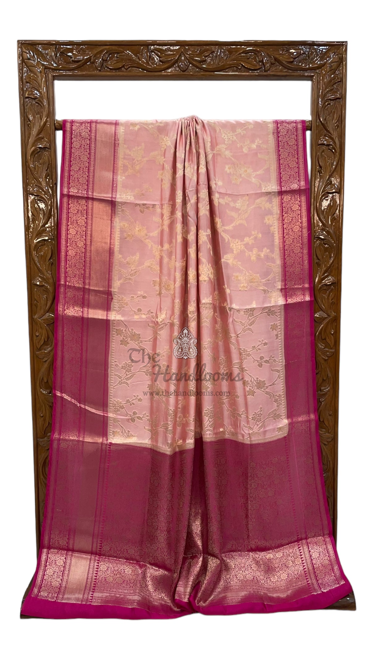 Pink Pure Mango Silk Banarasi Handloom Saree | The Handlooms