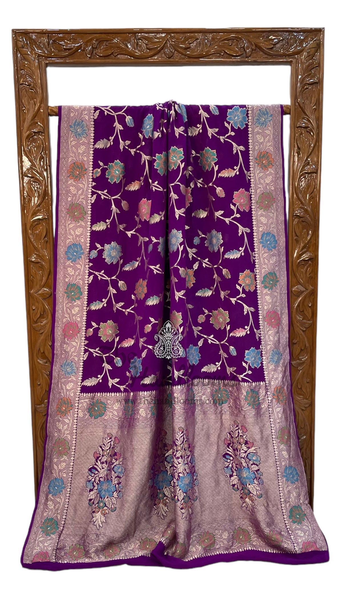 Khaddi Georgette Handloom Banarasi Saree - All over Jaal Work With Mee ...