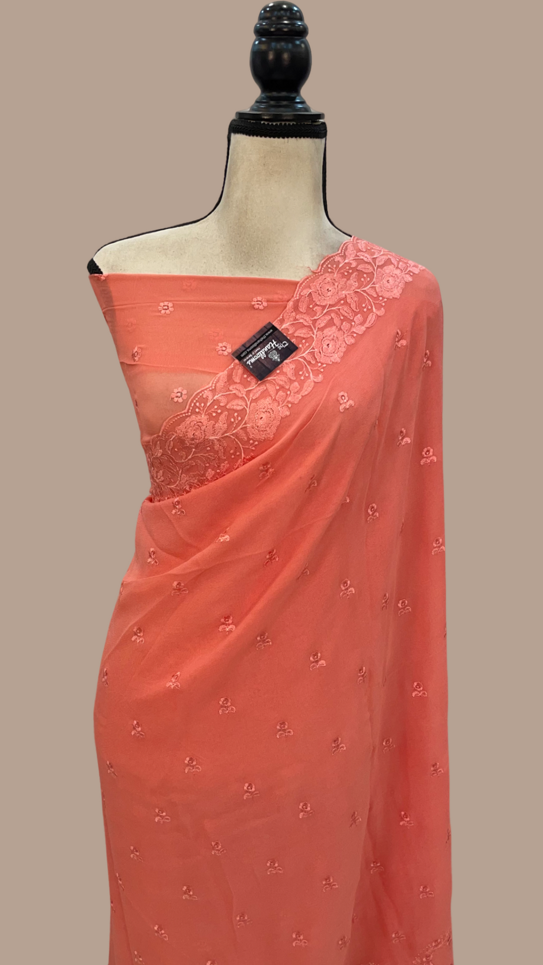 Pure Georgette Chikankari Handloom Banarasi Saree — The Handlooms