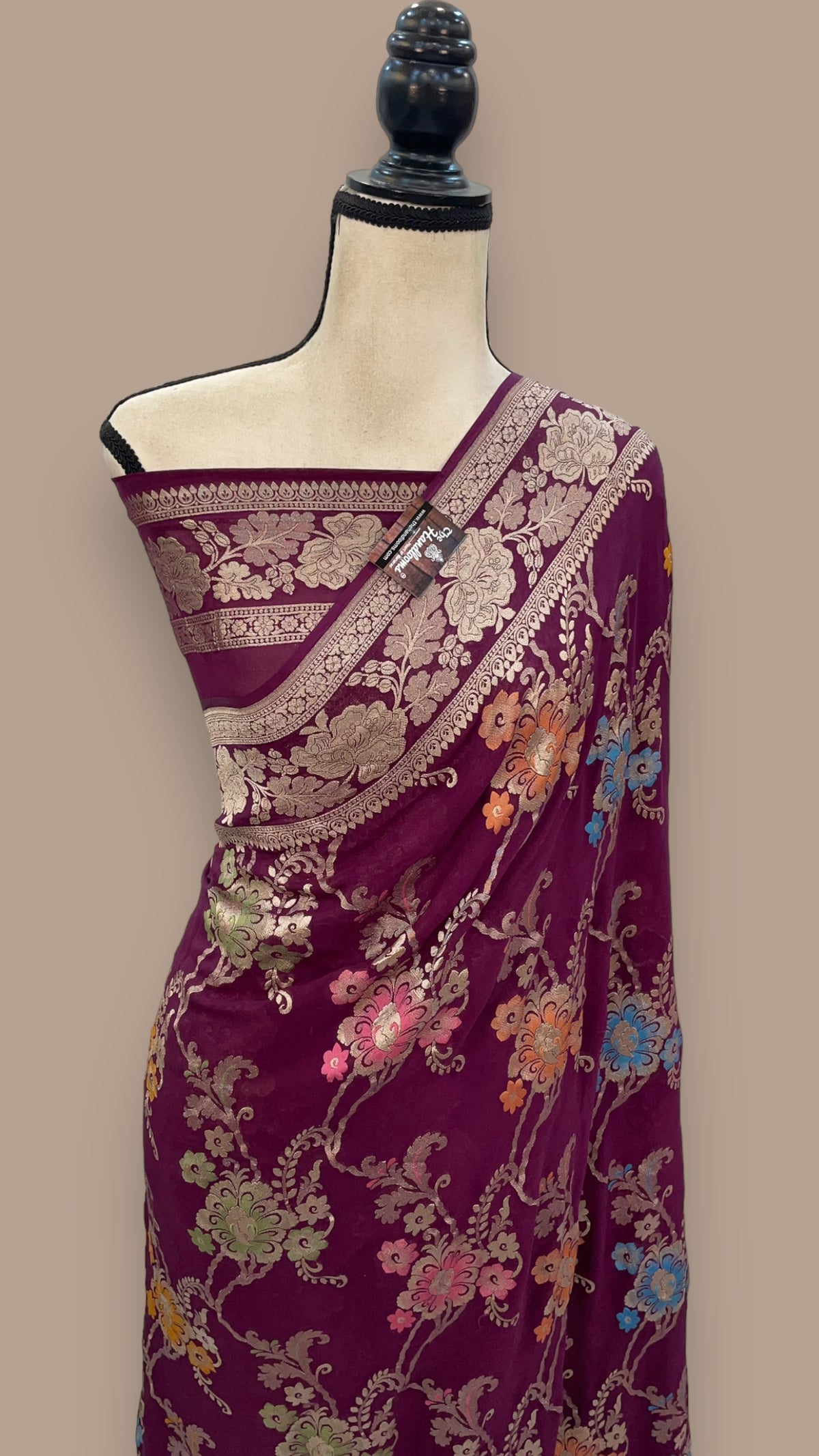 Khaddi Georgette Handloom Banarasi Saree - All over Jaal Work With Mee ...