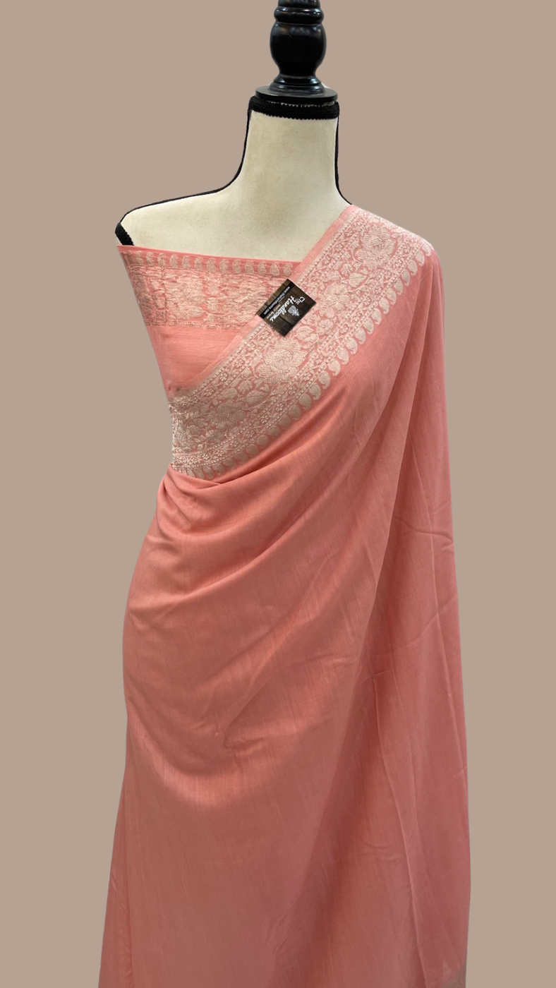 Moonga Georgette Handloom Banarasi Saree — The Handlooms