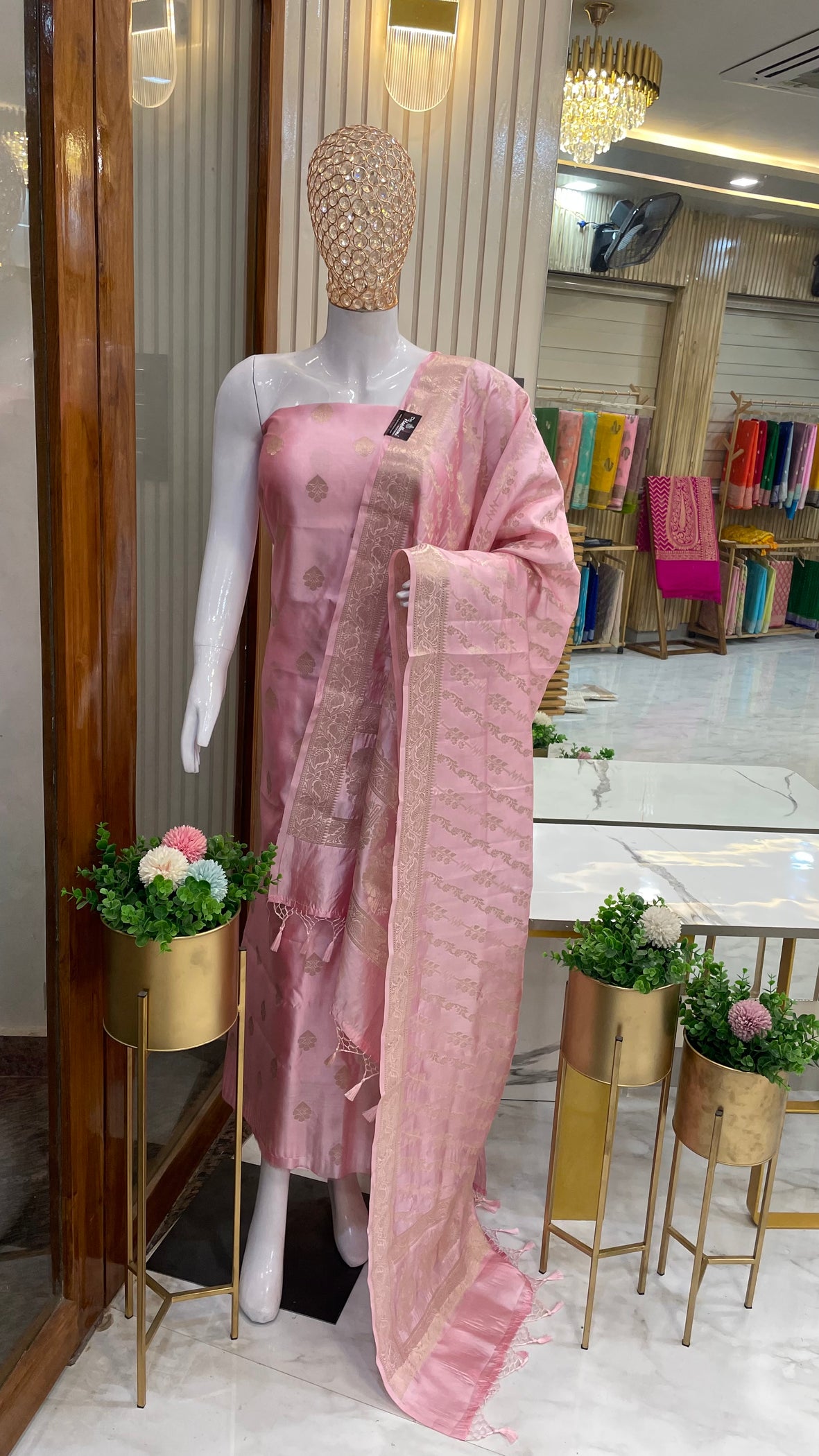 Pure Chiniya Silk Handlooms Banarasi Dress material — The Handlooms