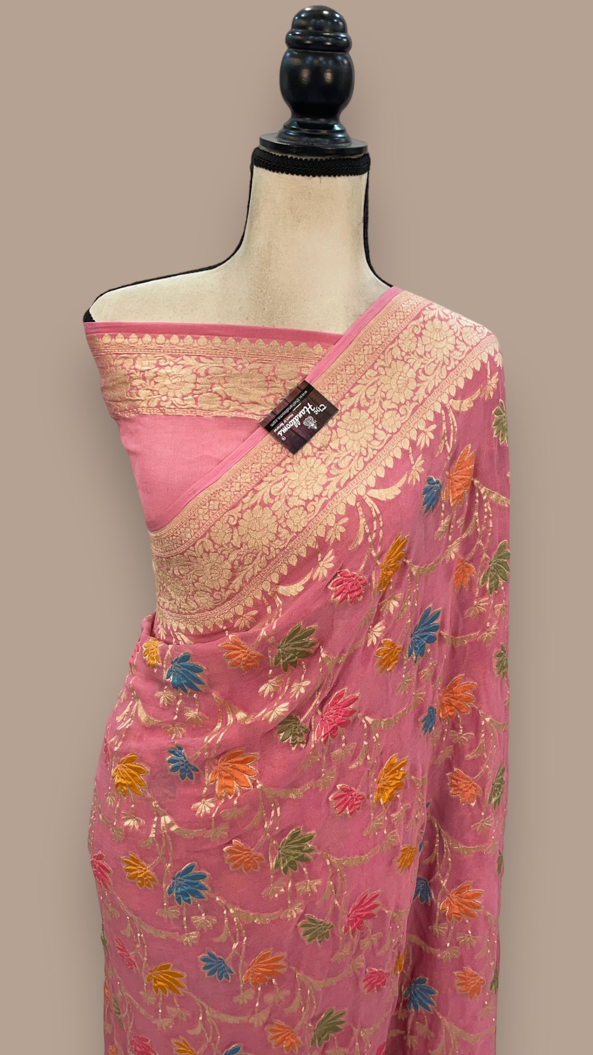 Khaddi Georgette Handloom Banarasi Saree - All over Jaal Work With Mee ...