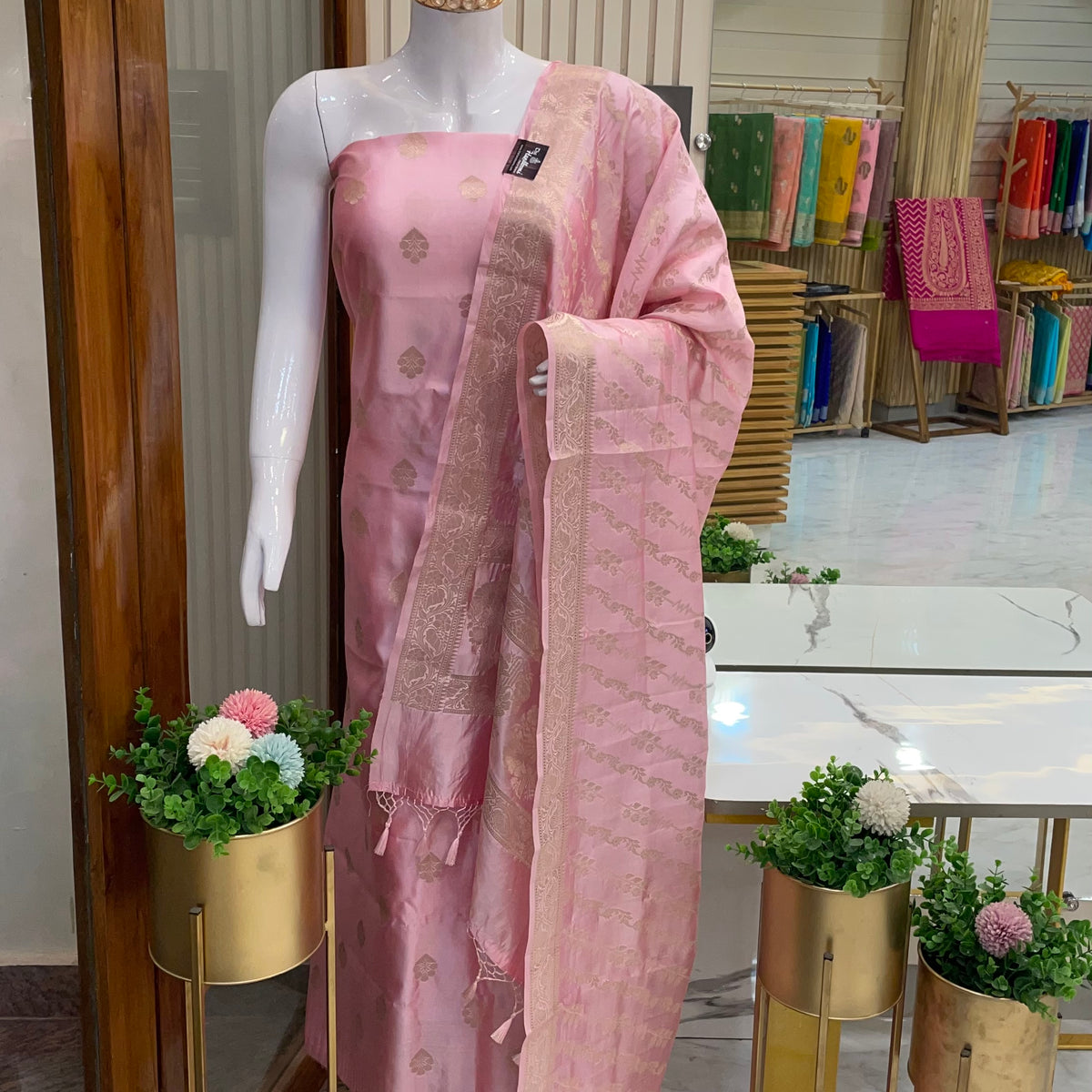 Pure Chiniya Silk Handlooms Banarasi Dress material — The Handlooms