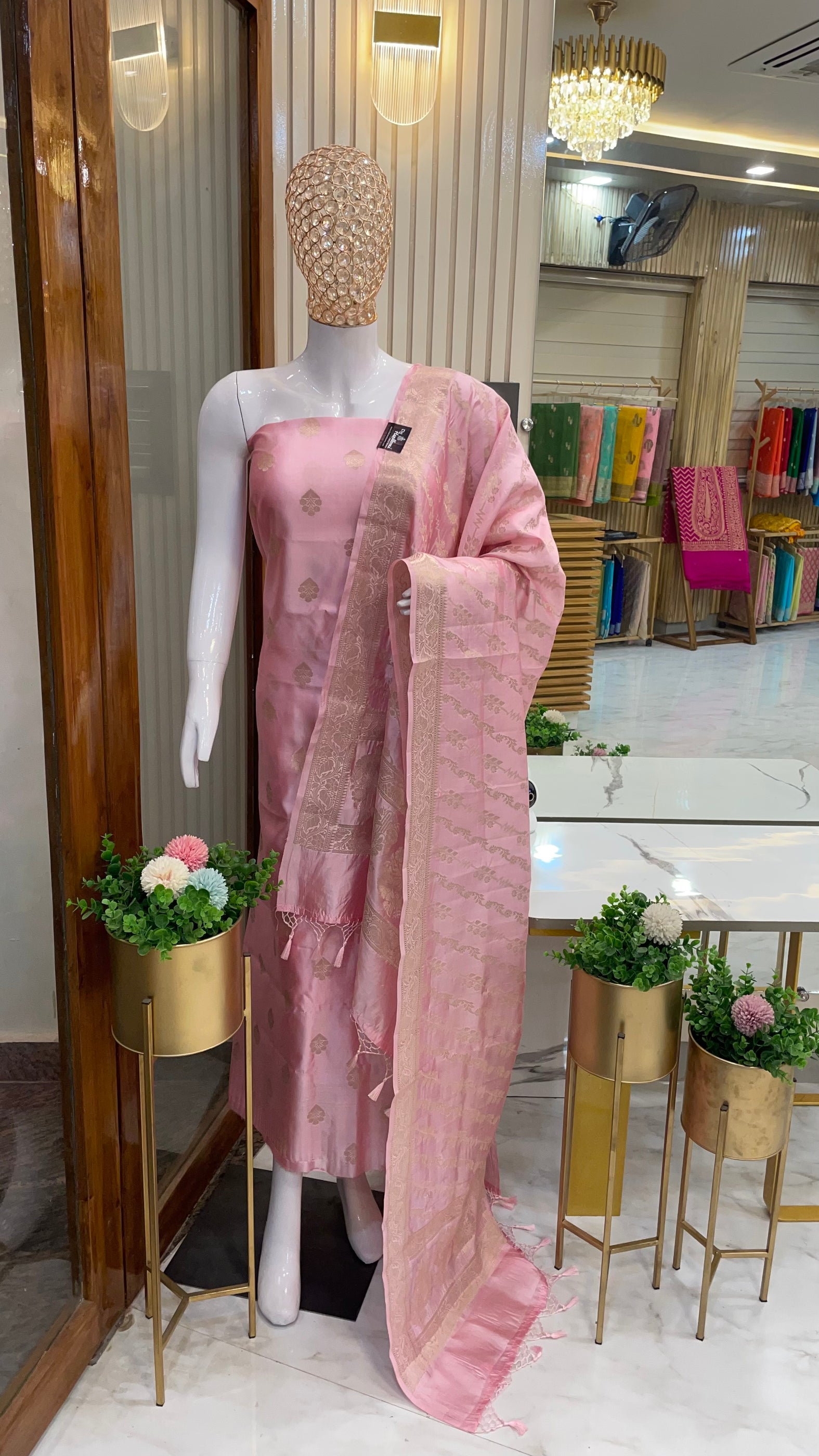 Pure Chiniya Silk Handlooms Banarasi Dress material — The Handlooms