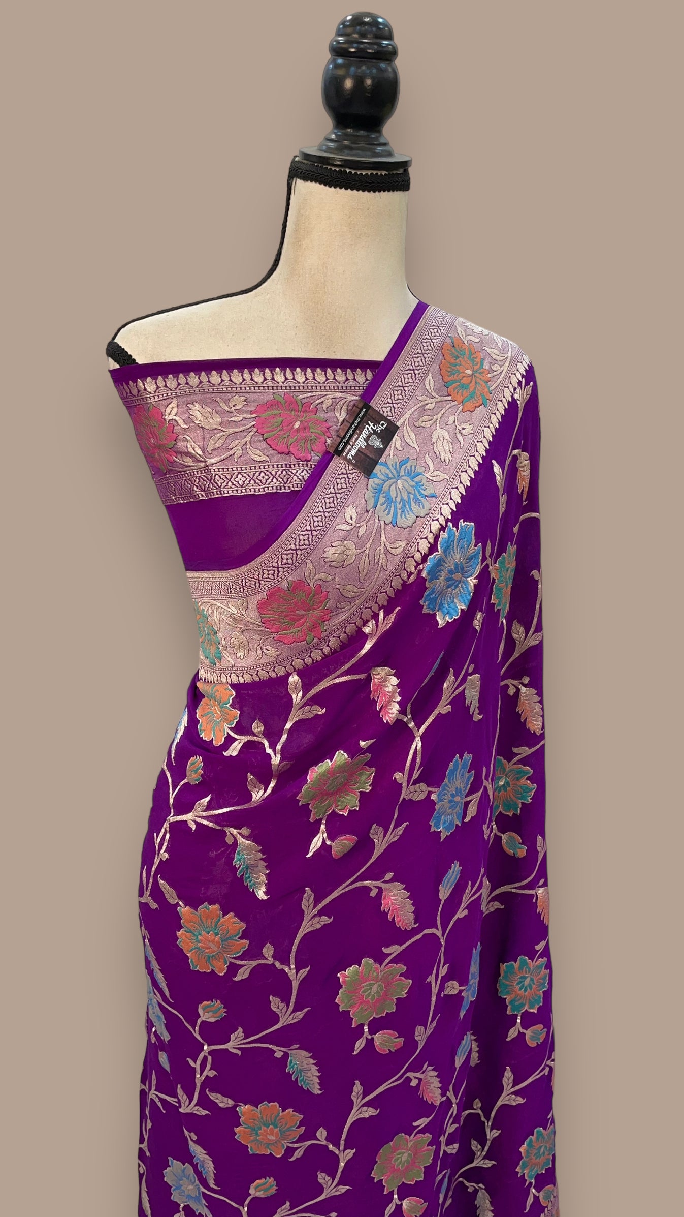 Khaddi Georgette Handloom Banarasi Saree - All over Jaal Work With Mee ...