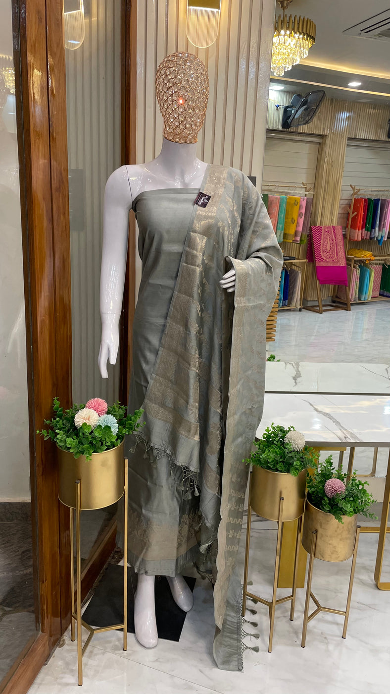 Pure Chiniya Silk Handlooms Banarasi Dress material | The Handlooms