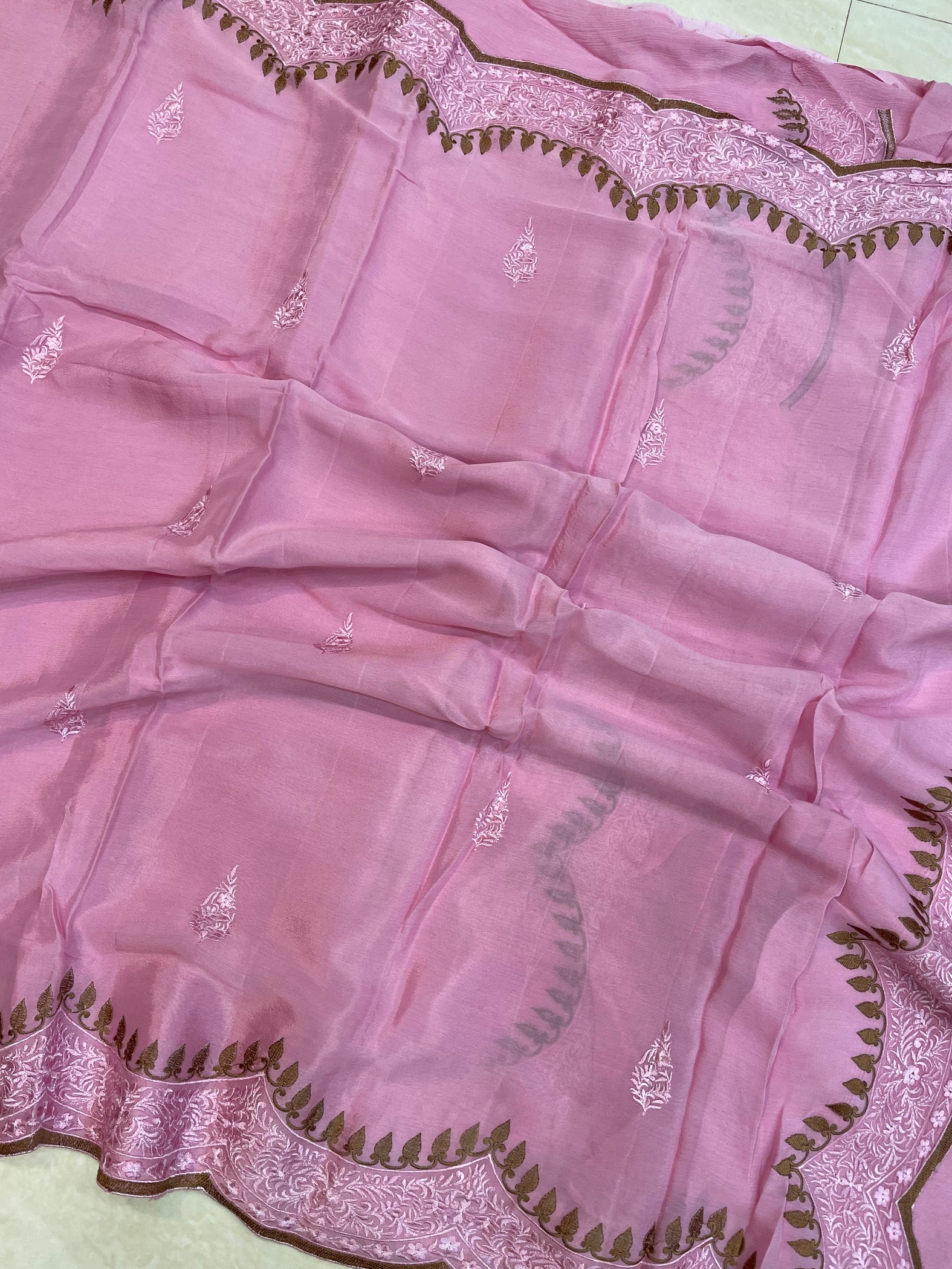 Pure Georgette Chikankari Handloom Banarasi Saree — The Handlooms