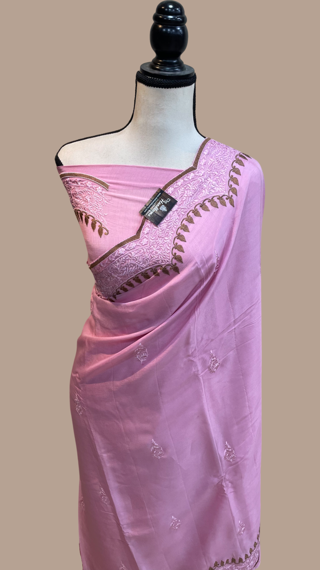 Pure Georgette Chikankari Handloom Banarasi Saree — The Handlooms