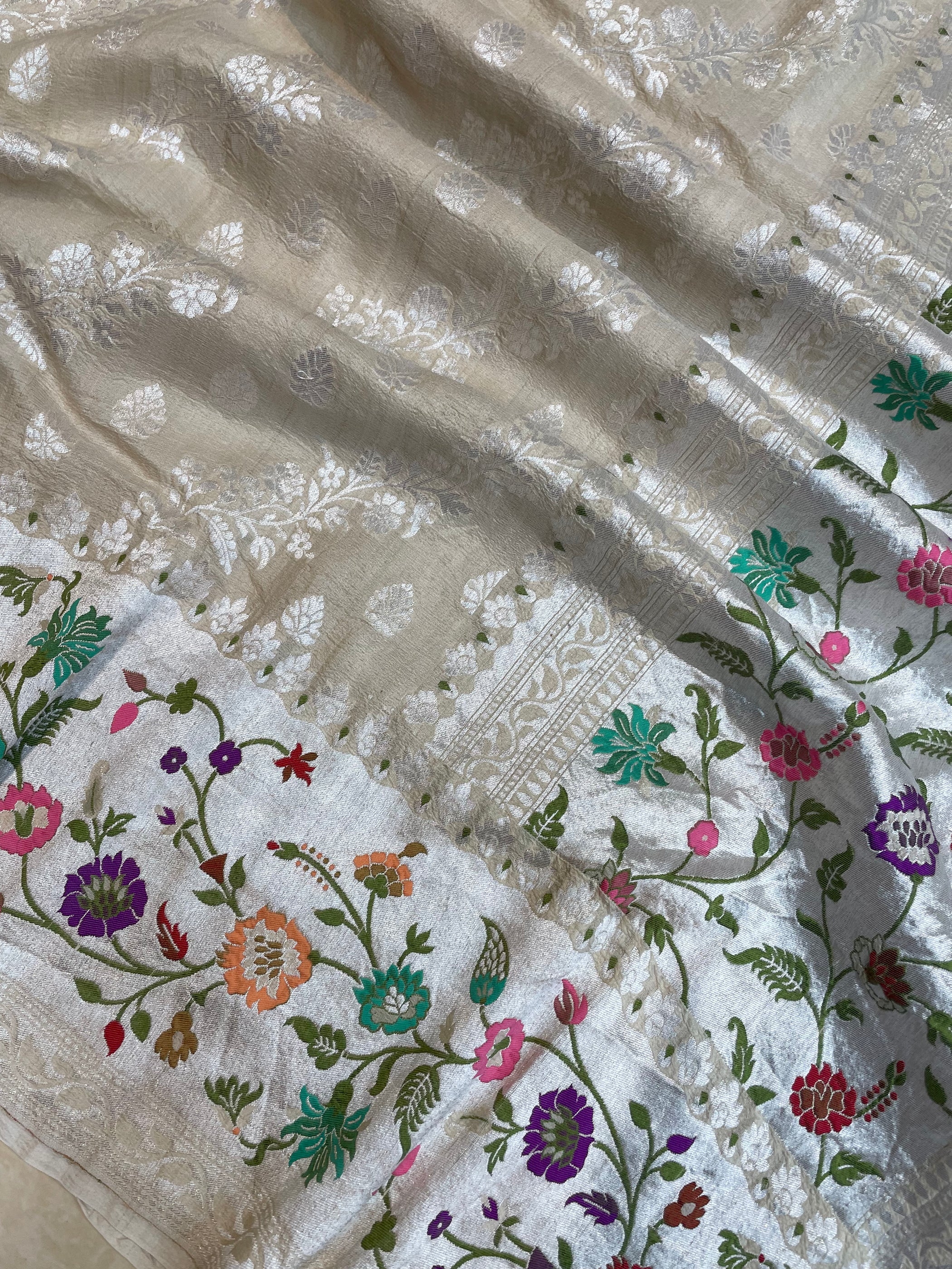 Tussar Georgette Handloom Banarasi Saree - Paithani Border — The Handlooms