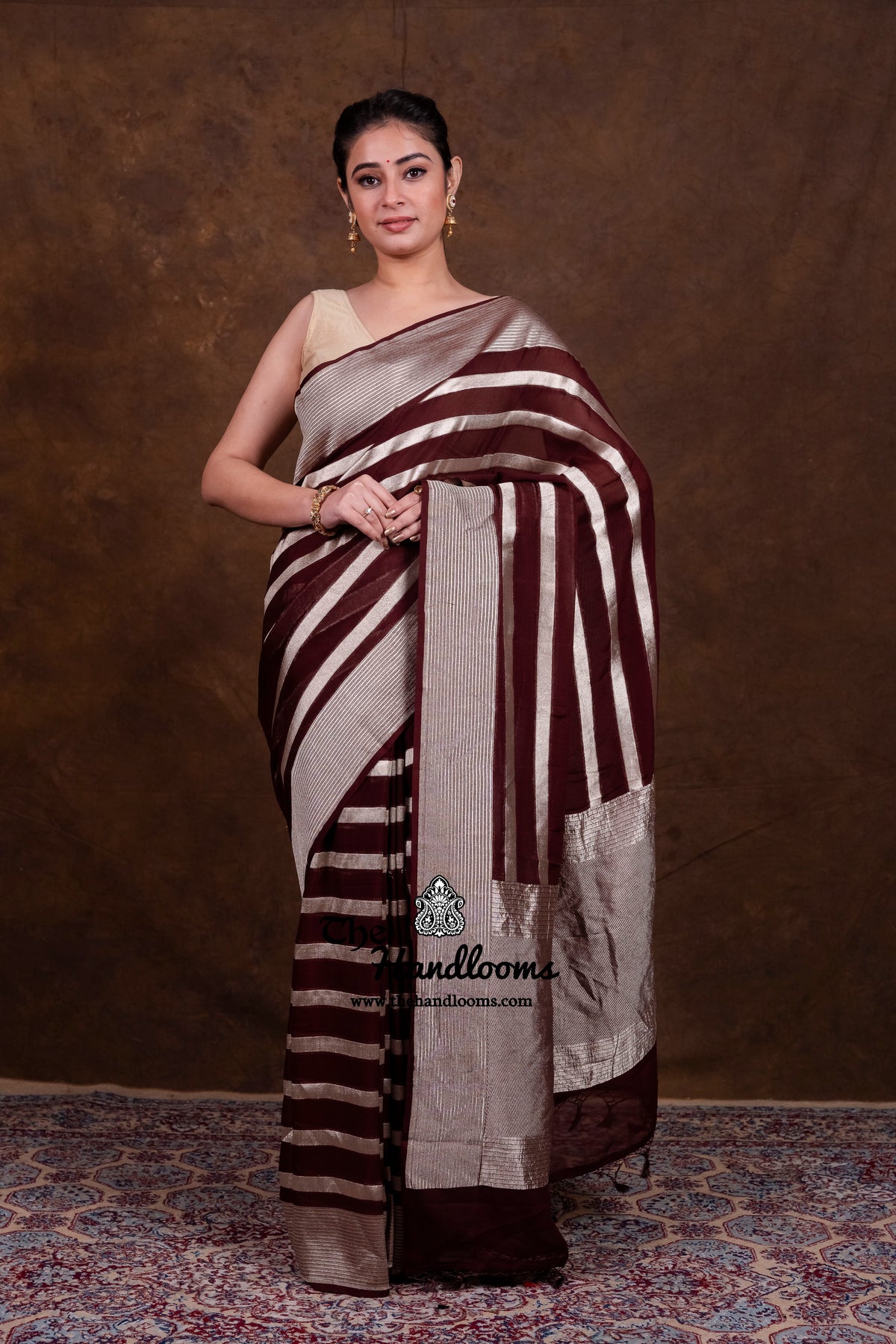 Pure Khaddi Georgette Handloom Banarasi Saree - Water Zari — The Handlooms