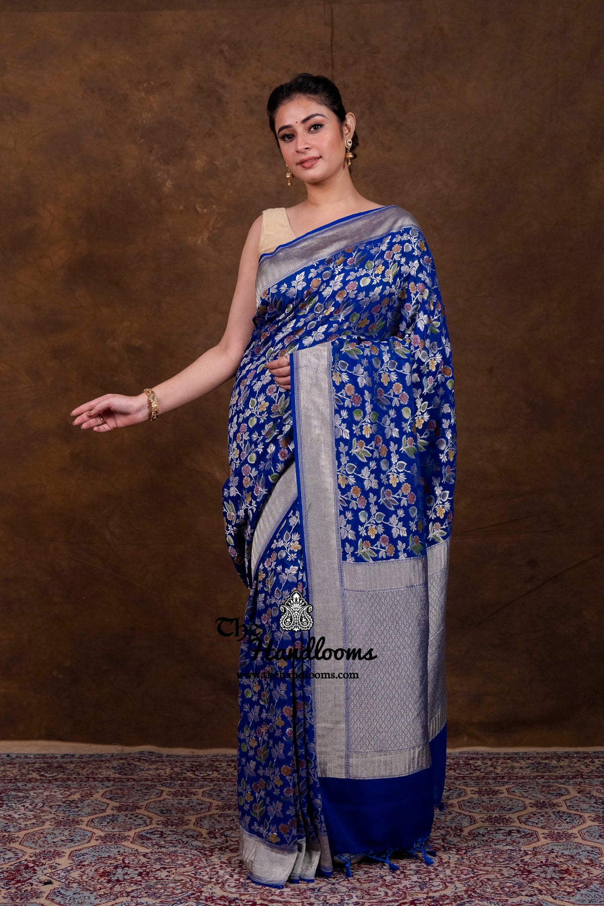 Blue Pure Khaddi Georgette Handloom Banarasi Saree - Water Zari — The ...