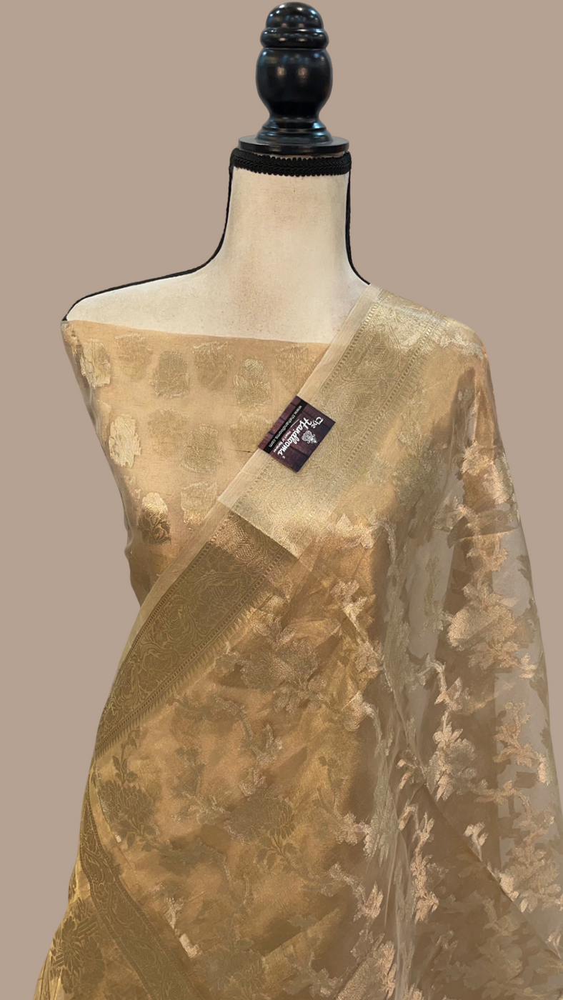 Pure Kora Tissue Handlooms Banarasi Dress material | The Handlooms