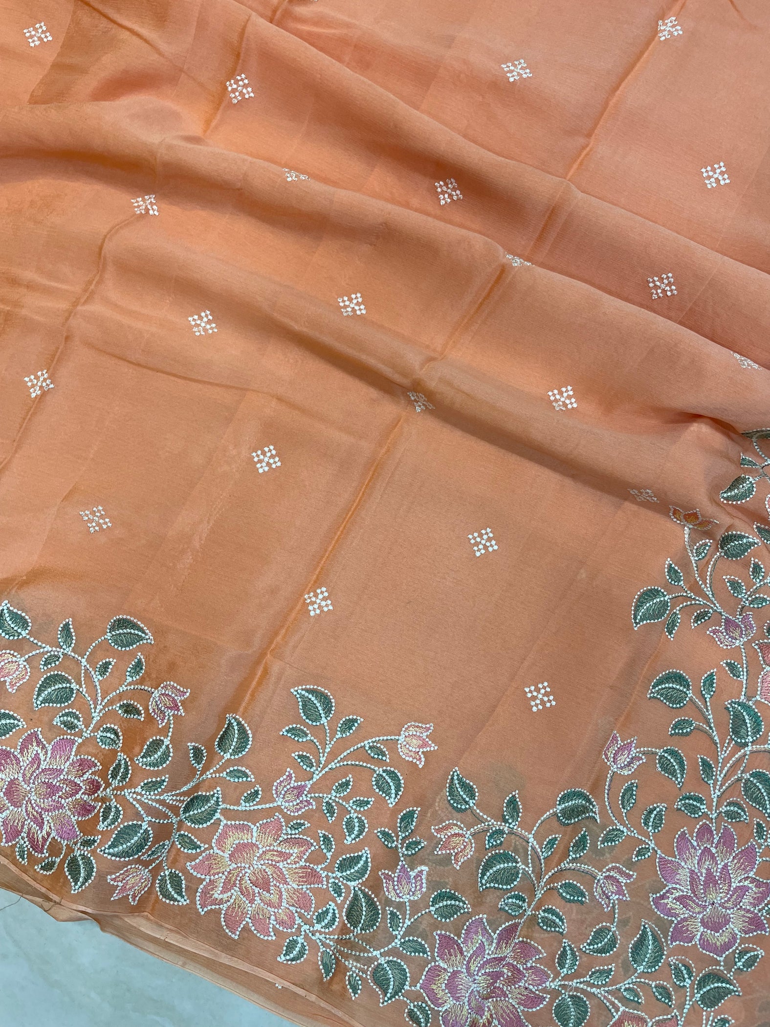 Pure Georgette Chikankari Handloom Banarasi Saree — The Handlooms