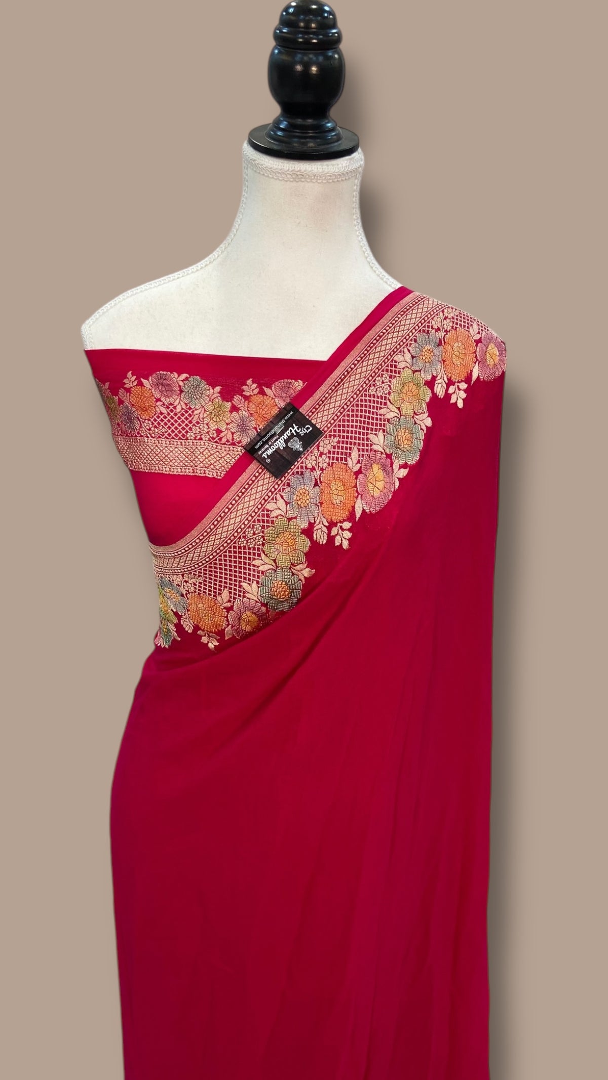 Pure Khaddi Georgette Banarasi Saree - water zari | The Handlooms