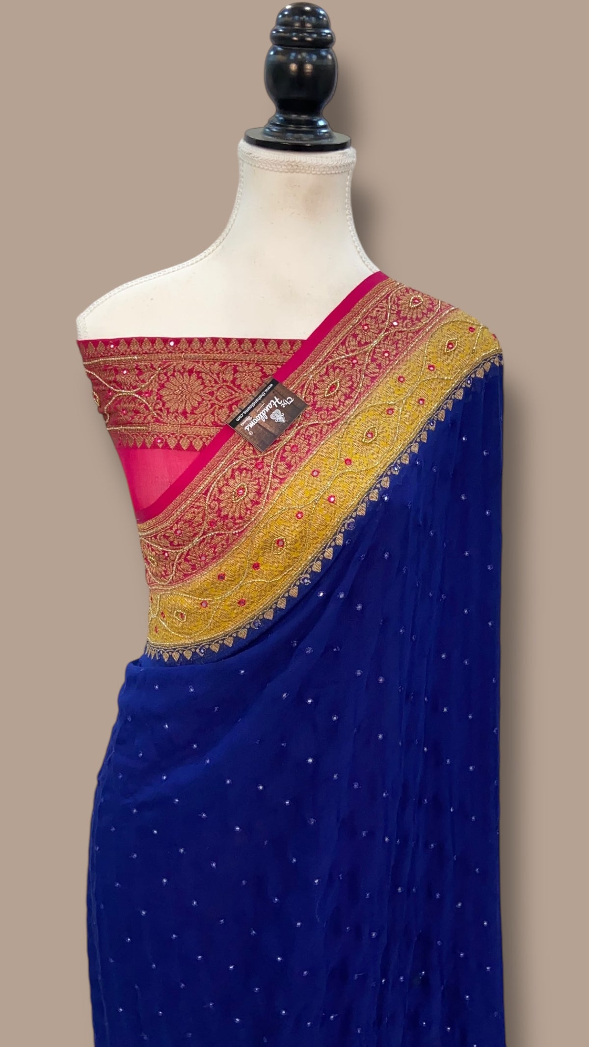 Khaddi Georgette Handloom Banarasi Saree with Handwork: Gota Patti, Za ...