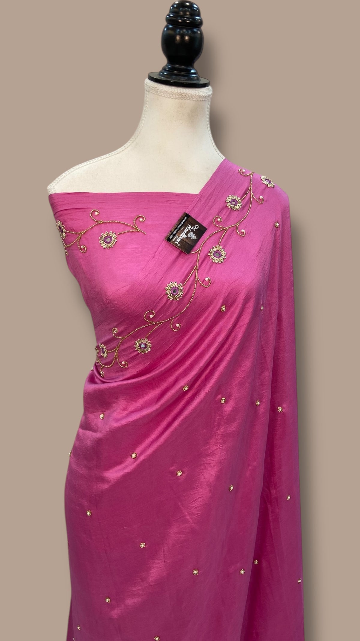 Pure katan Silk Handloom Banarasi Saree with Handwork: Zardozi, Diamon ...