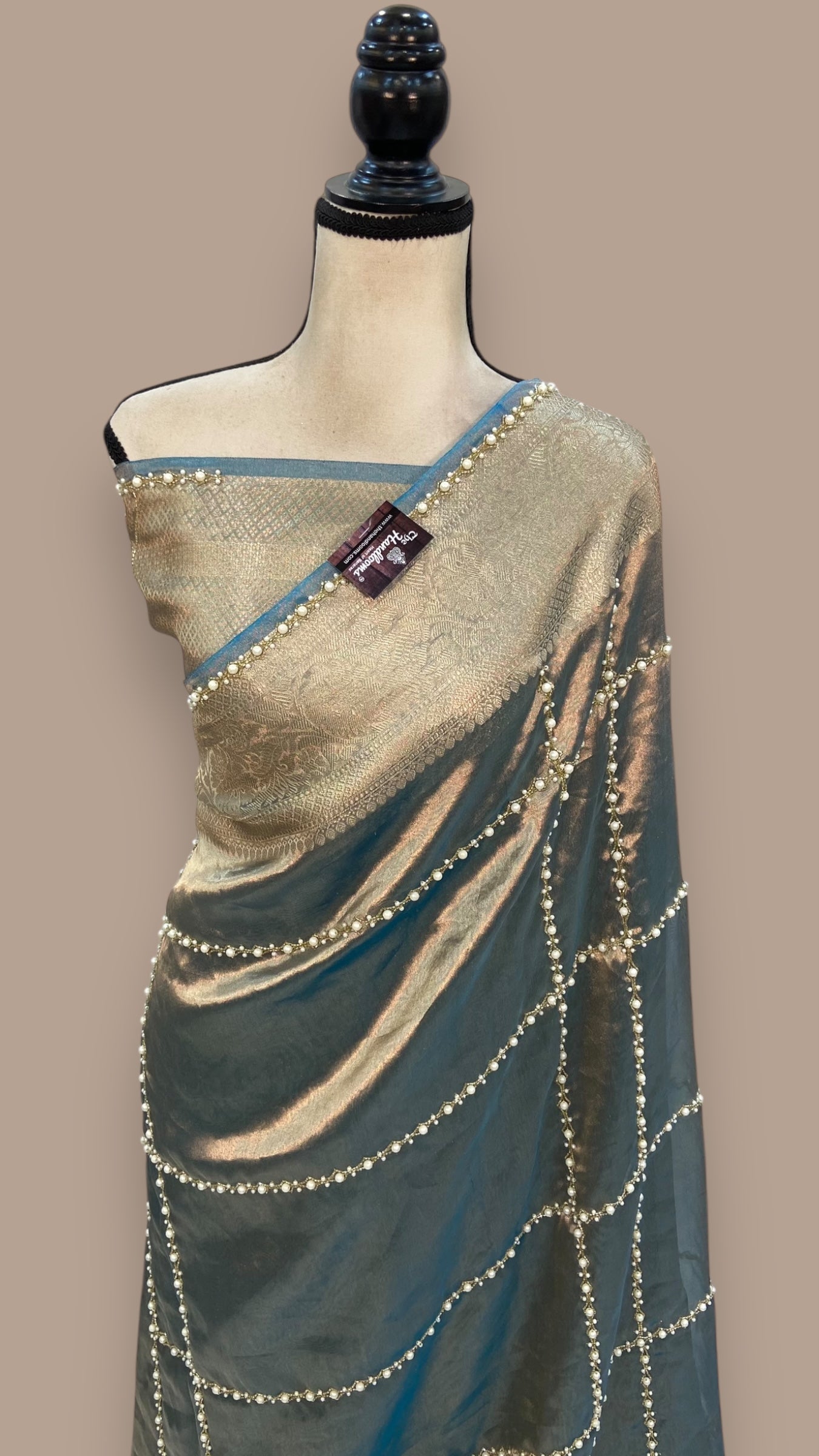 Pure Kora Tissue Handloom Banarasi Saree - Handwork — The Handlooms