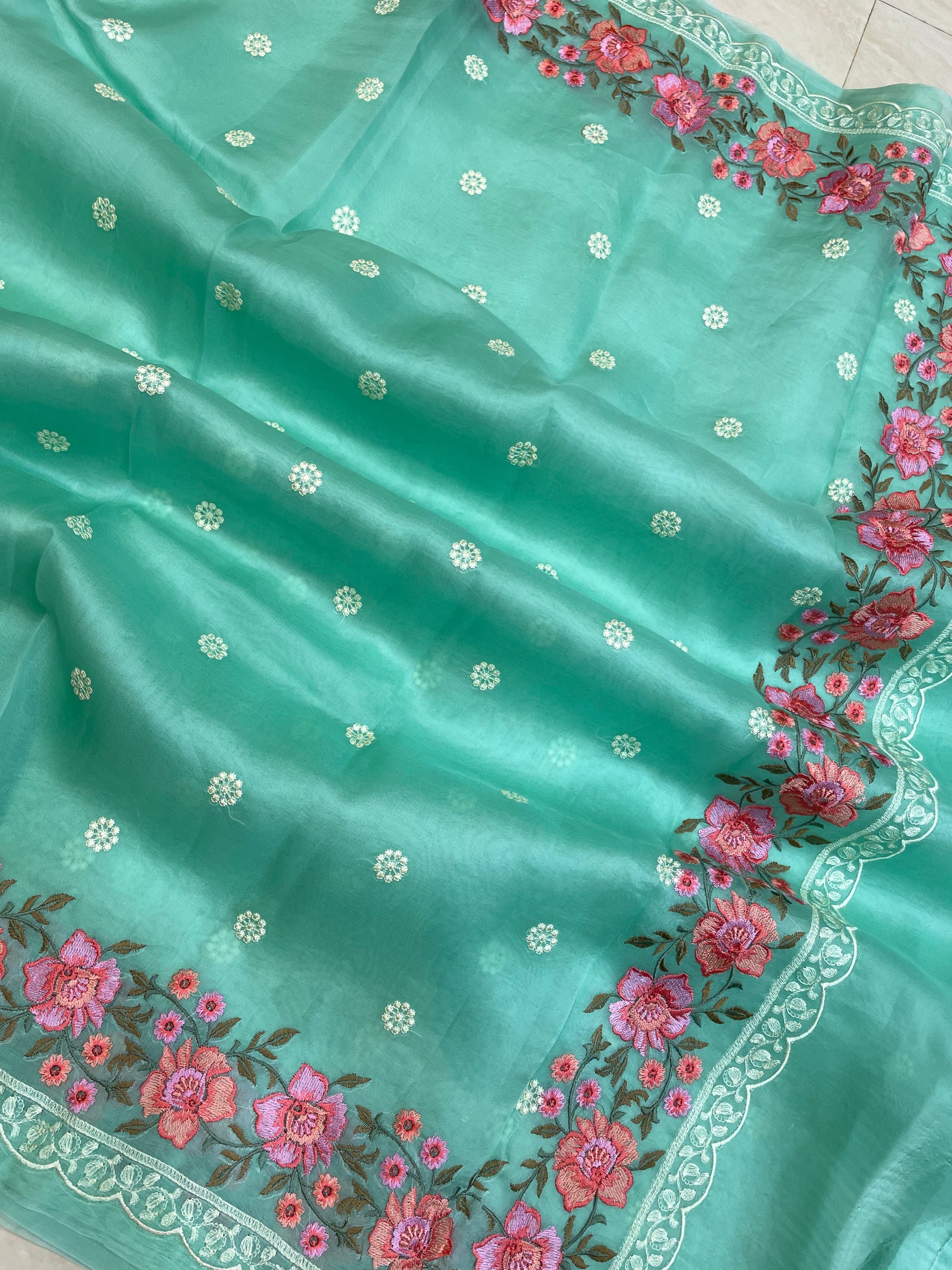 Pure organza Chikankari Handloom Banarasi Saree | The Handlooms