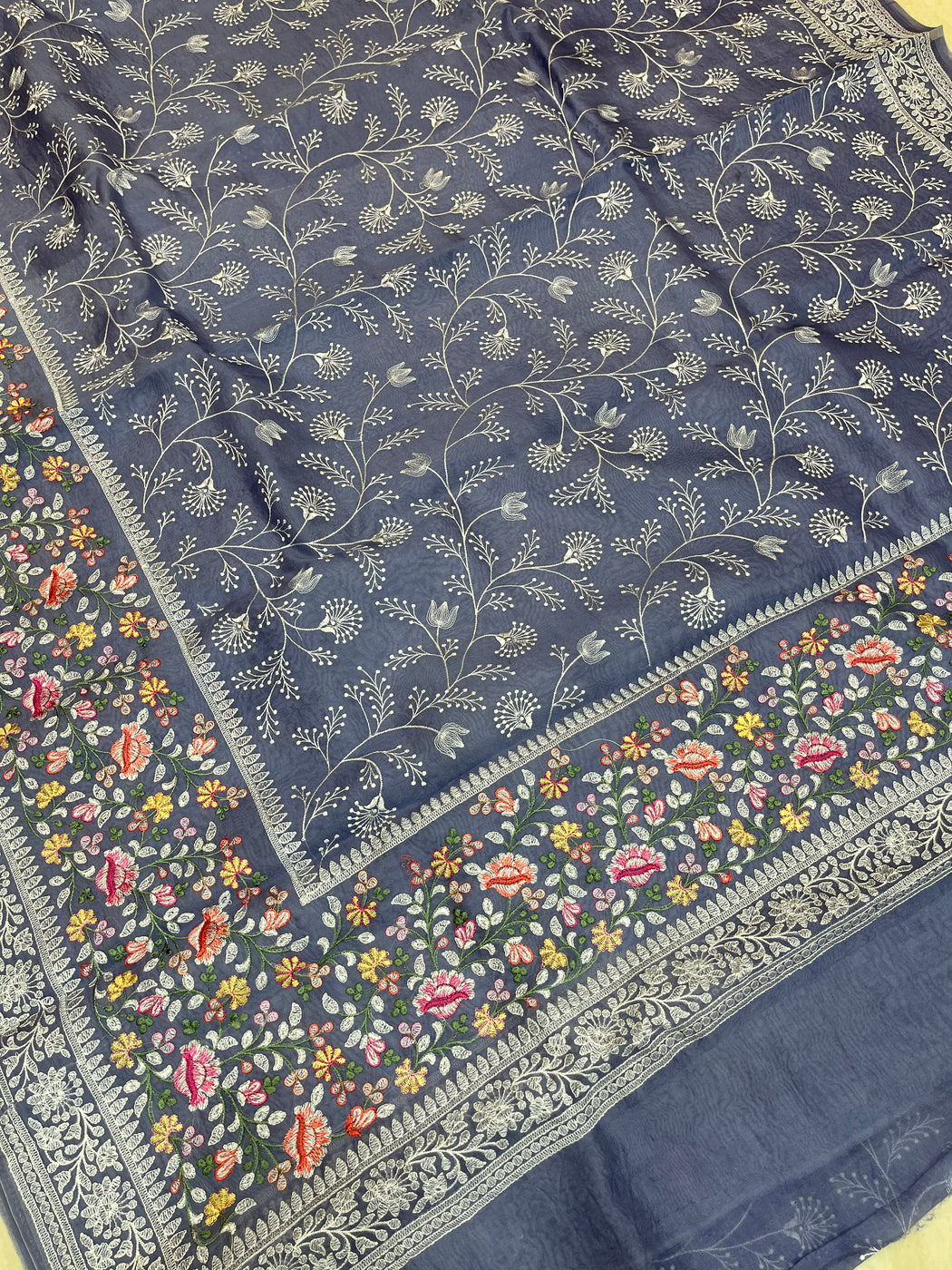 Pure Organza Chikankari Handloom Banarasi Saree | The Handlooms