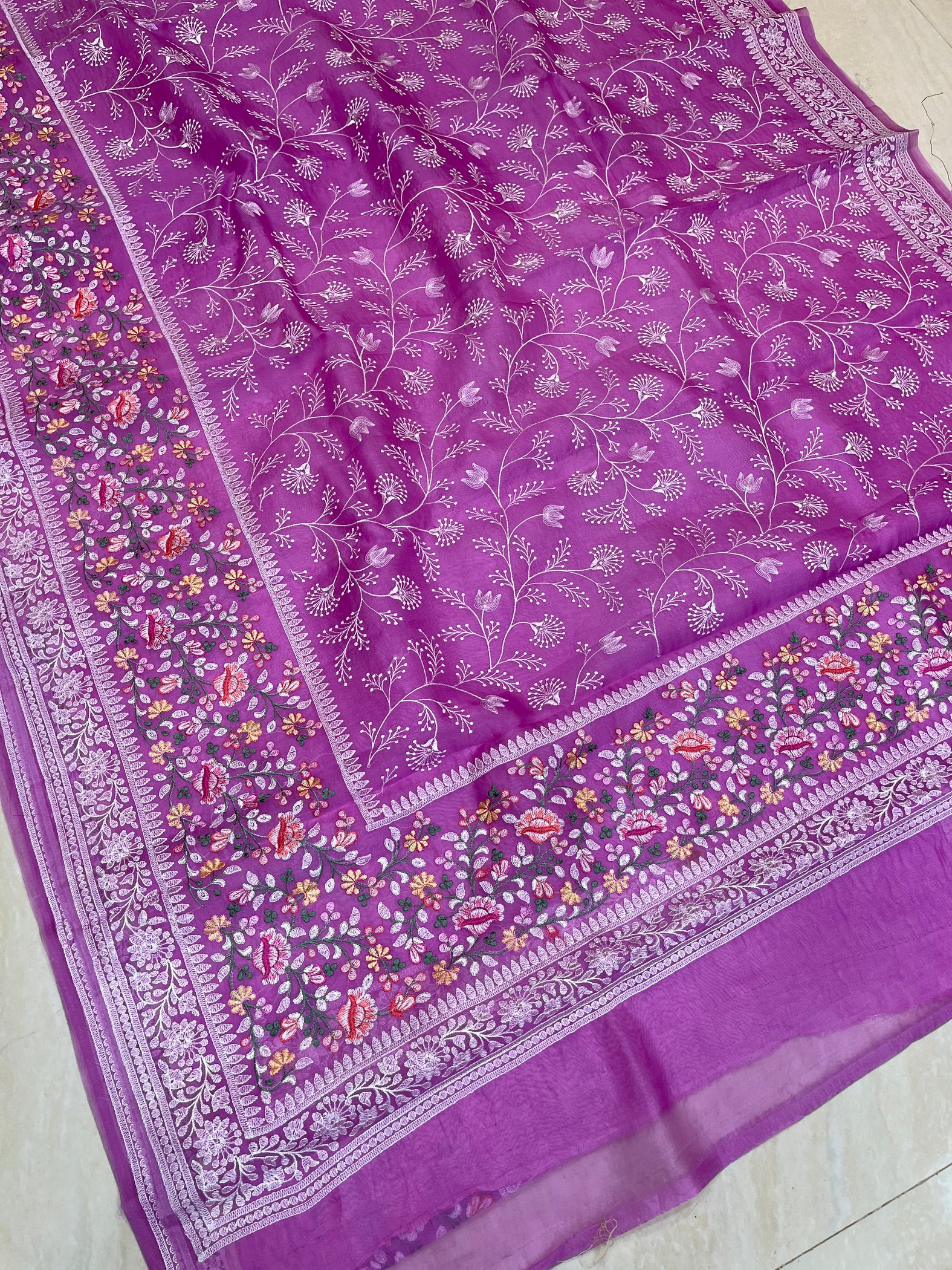 Pure Organza Chikankari Handloom Banarasi Saree | The Handlooms