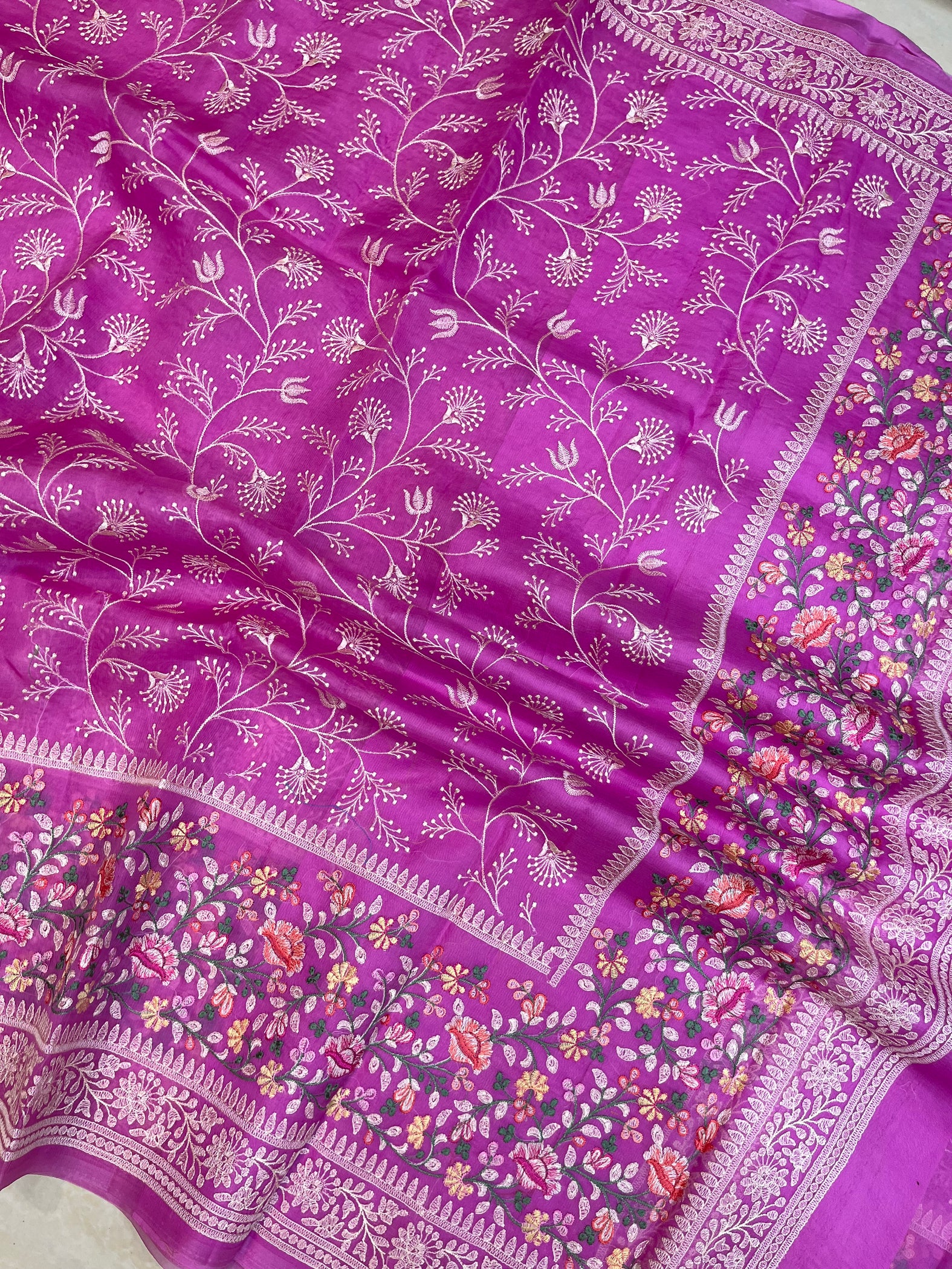 Pure organza Chikankari Handloom Banarasi Saree | The Handlooms