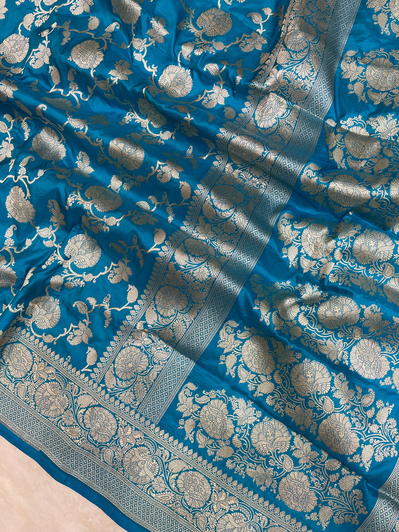 Pure Katan Silk Banarasi Handloom Saree - All over Jaal work — The ...