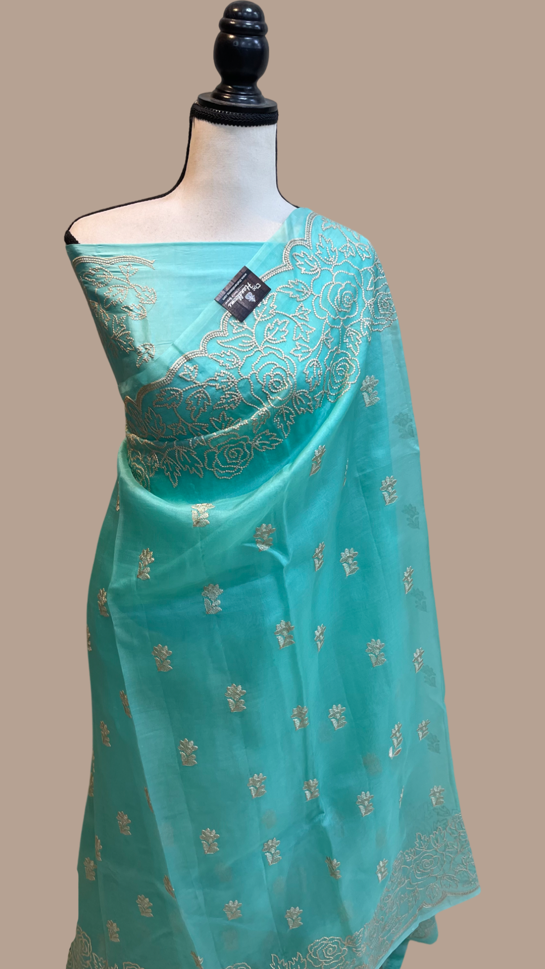 Pure organza Chikankari Handloom Banarasi Saree | The Handlooms