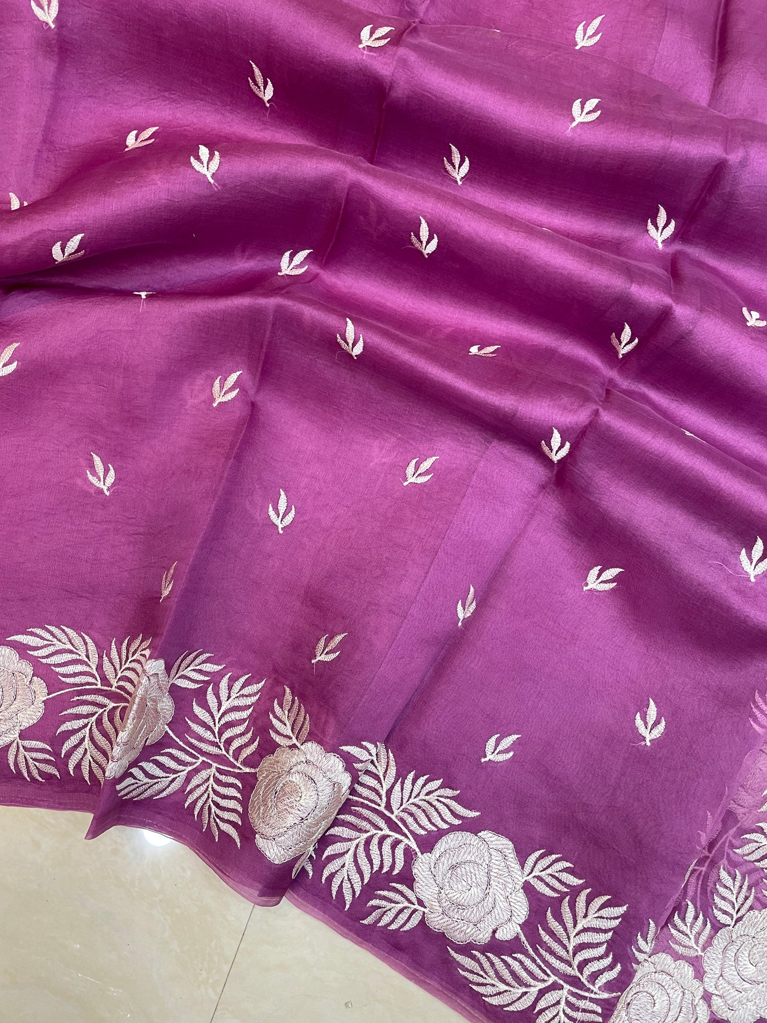 Pure Organza Chikankari Handloom Banarasi Saree — The Handlooms